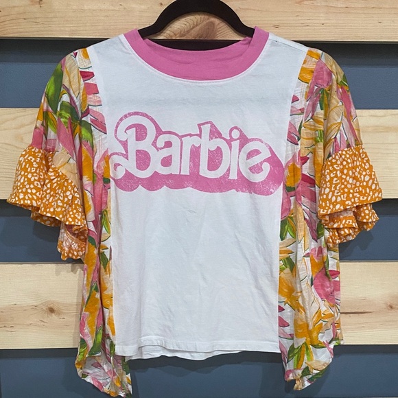 Tops | Barbie Upcycled T With Fluttery Ruffled Sleeves By Susie | Poshmark